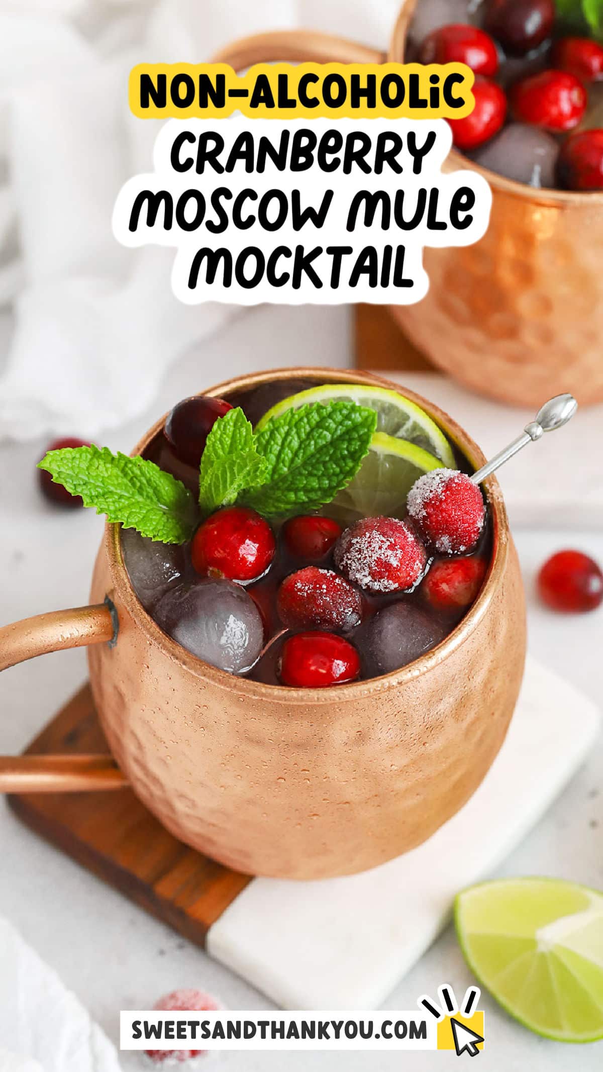 Easy Cranberry Moscow Mule Mocktail (Non-Alcoholic!)