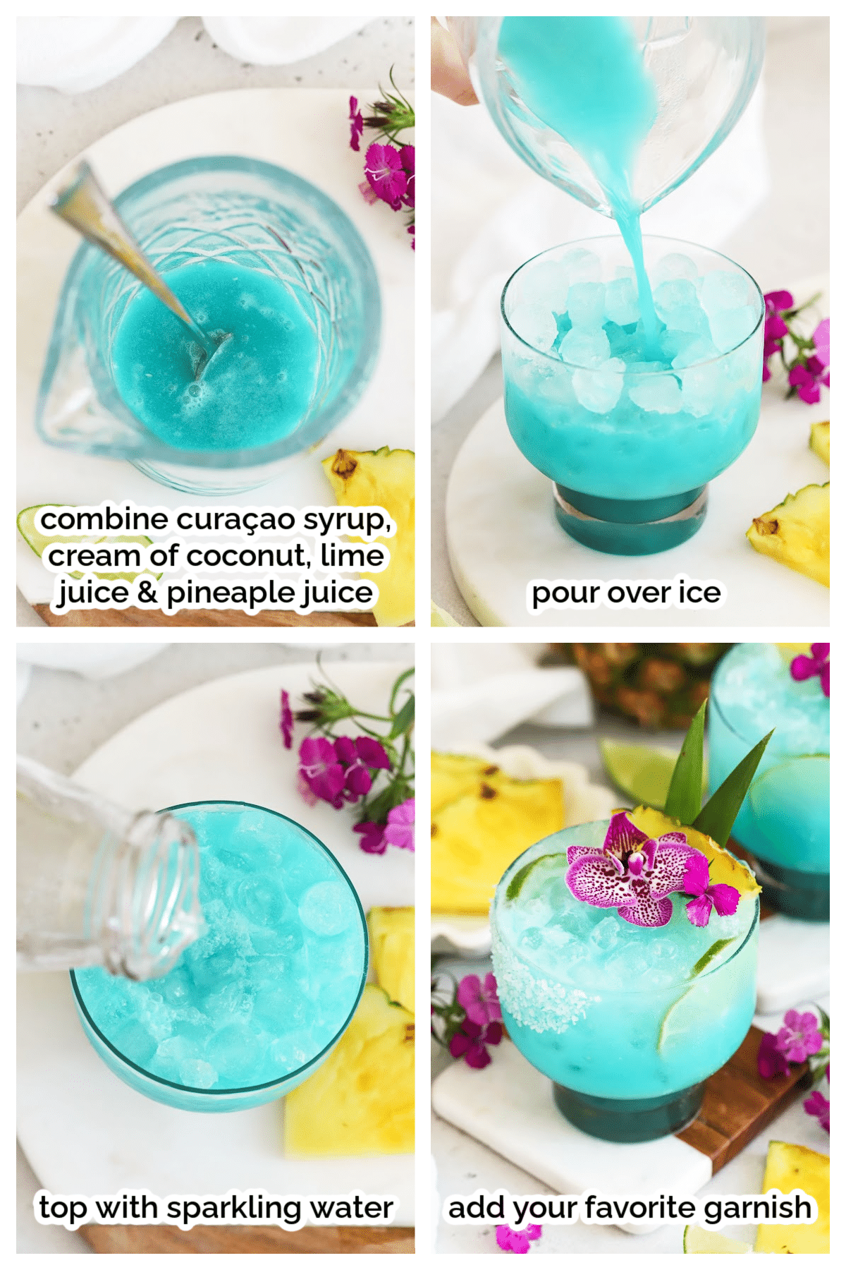 Virgin Blue Hawaiian Mocktail (Non-Alcoholic Recipe!)