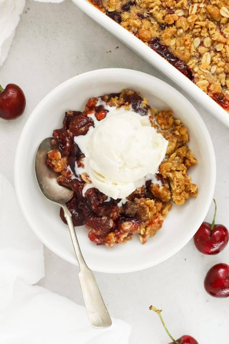 Gluten-Free Cherry Crisp (Fresh or Frozen Cherries!)